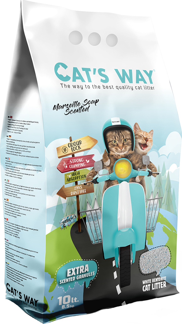 Cat's Way Μπετονίτης Άμμος Γάτας Μπετονίτης με Άρωμα Marseille Soap ...