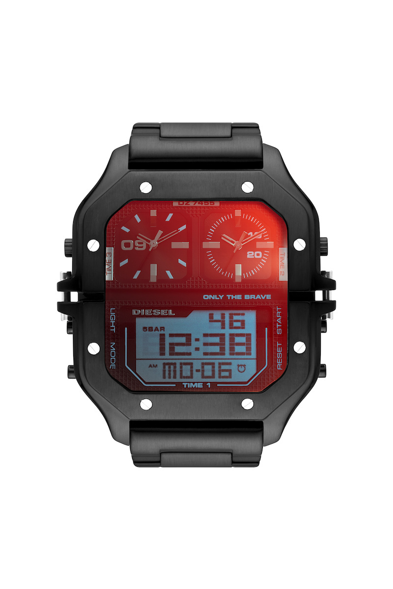 Diesel Clasher Αναλογικό/Ψηφιακό Ρολόι Μπαταρίας με Μεταλλικό Μπρασελέ ...