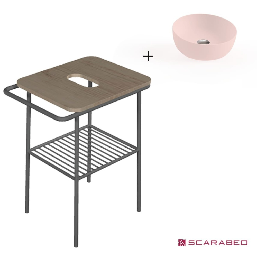 Scarabeo Fuji 60 6016-8949+1808-810 Πάγκος με Νιπτήρα Μ59xΒ45xΥ77cm ...