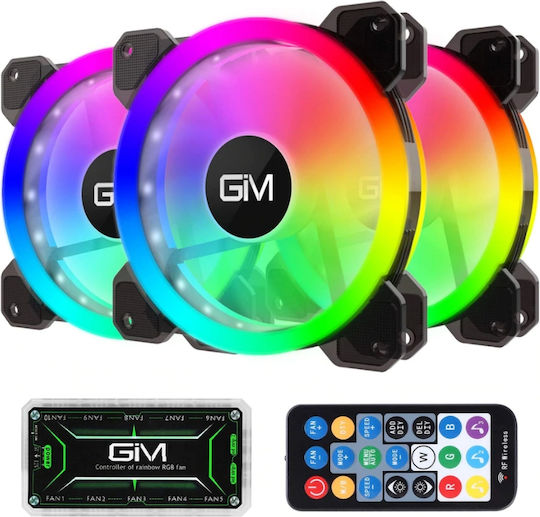 GIM KB-23 Case Fan 120mm με ARGB Φωτισμό και Σύνδεση 6-Pin 3τμχ ...