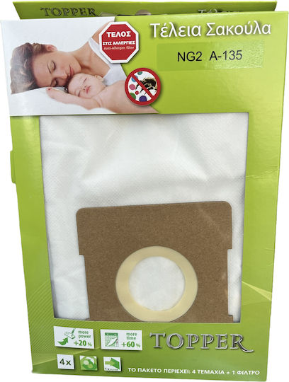 Topper NG2 A-135 Σακούλες Σκούπας 4τμχ Συμβατή με Σκούπα Beko | Skroutz.gr
