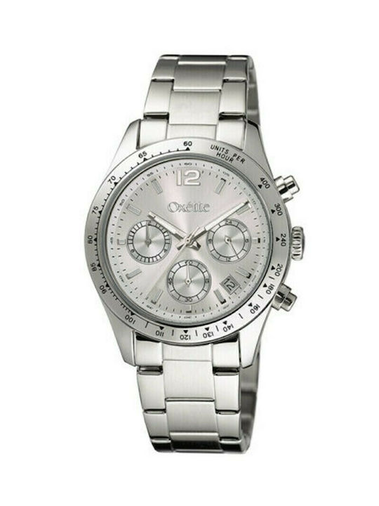 Oxette Ρολόι Χρονογράφος με Μεταλλικό Μπρασελέ σε Ασημί χρώμα 11X03 ...