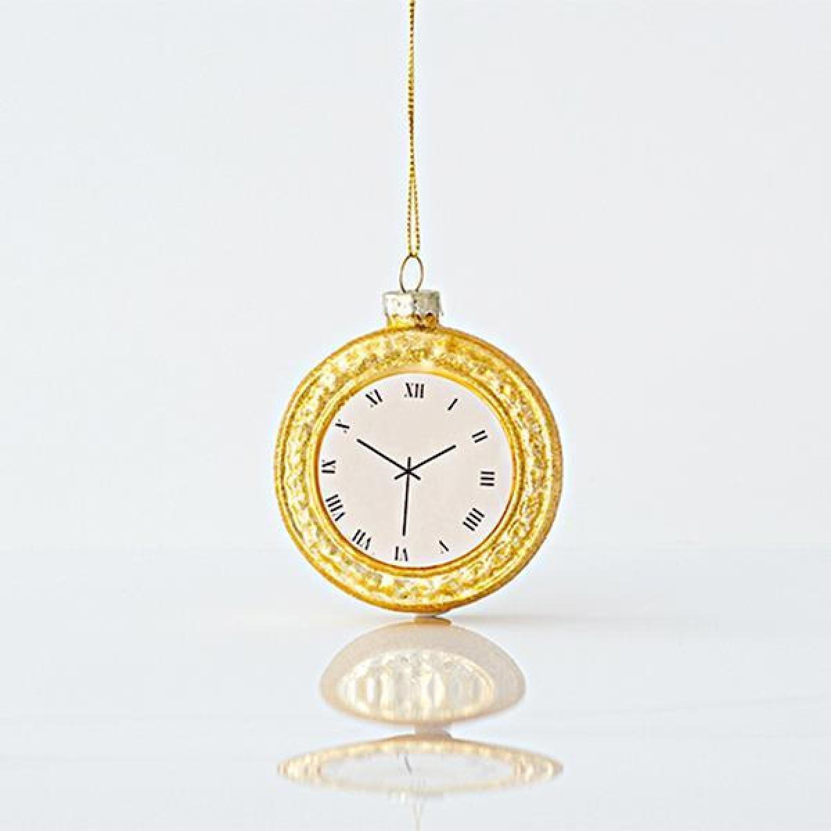 Eurolamp Χριστουγεννιάτικο Κρεμαστό Ρολόϊ Γυάλινο Χρυσό 600-45172 ...