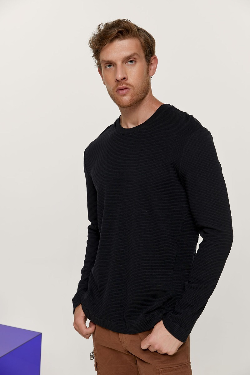 Edward Jeans Miguel MP-N-TOP-W22-015 Ανδρικό Πουλόβερ Μακρυμάνικο Μαύρο ...