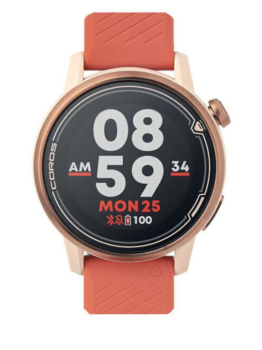 Coros Apex Stainless Steel 42mm Smartwatch με Παλμογράφο (Πορτοκαλί ...