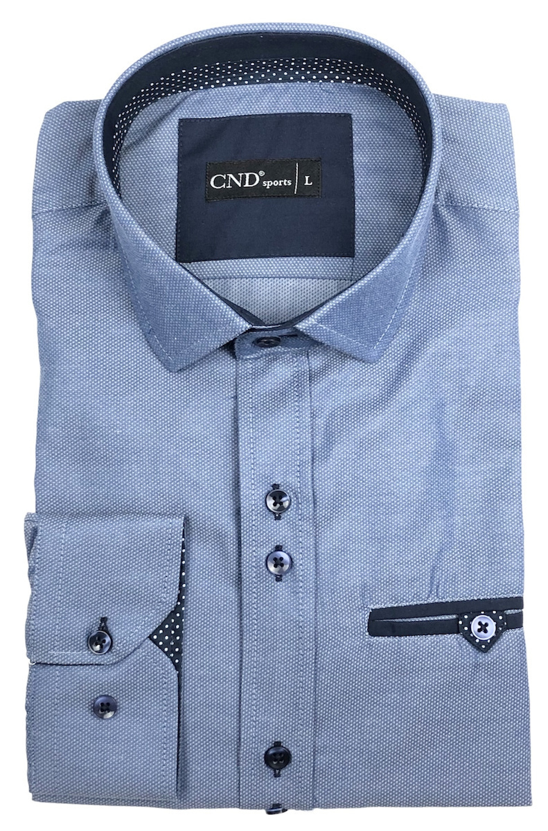 Canadian Country 4600 Μακρυμάνικo Πουκάμισο σε Στενή Γραμμή Πουά Μπλε ...