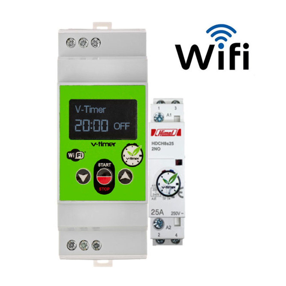 V-Timer Wi-Fi Digital Cronoreleu pe Șină cu Rezervă V-TIMER-WIFI-V3 ...