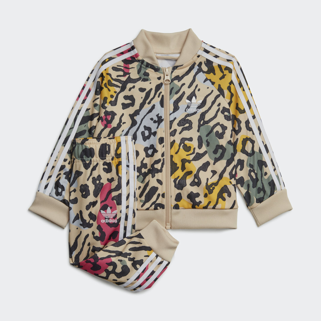 Adidas Παιδικό Σετ Φόρμας Μπεζ 2τμχ Animal Print SST Set IB8555 ...