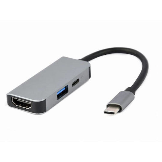 Cablexpert USB-C Docking Station με HDMI 4K PD Ασημί (A-CM-COMBO3-02 ...