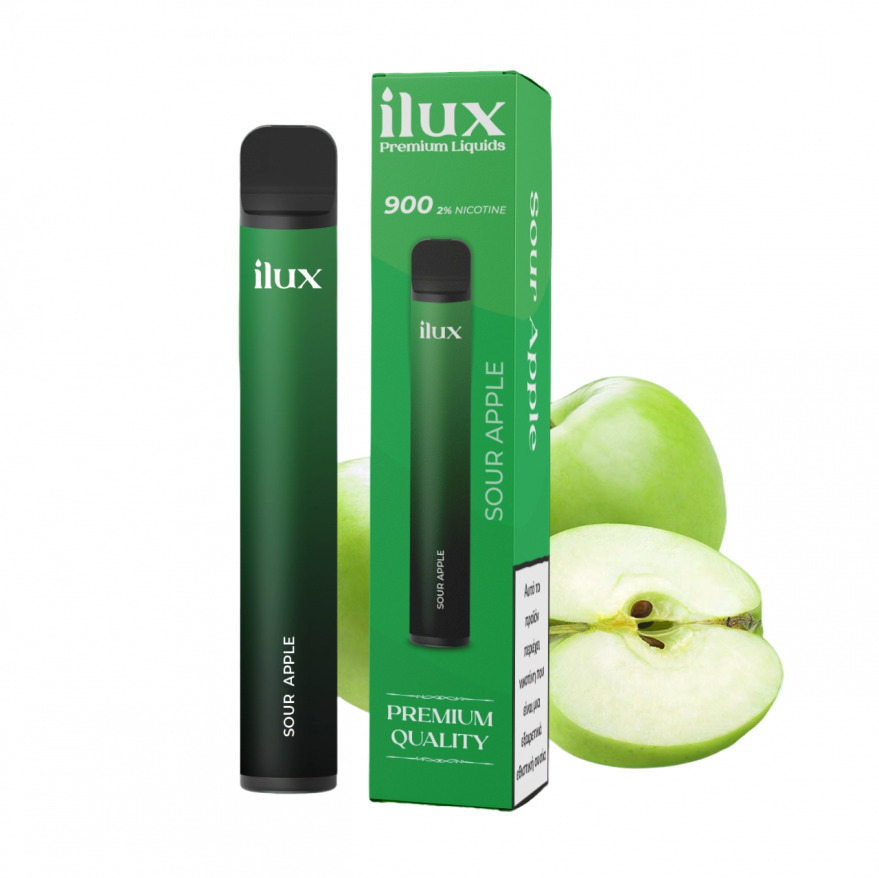 ilux Ηλεκτρονικό Τσιγάρο μιας Χρήσης 900 Εισπνοών Sour Apple χωρίς ...