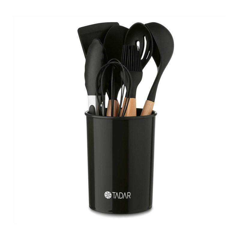 Tadar Σετ Εργαλείων Μαγειρικής από Σιλικόνη με Βάση 7τμχ Μαύρο | Skroutz.gr