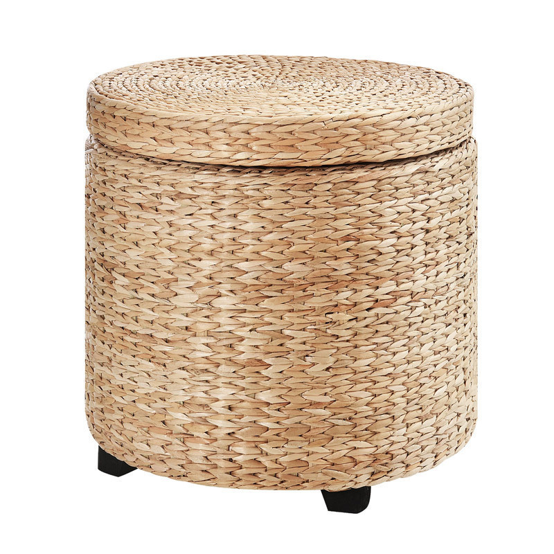 Σκαμπό Σαλονιού με Αποθηκευτικό Χώρο Ψάθινο Μπεζ 43x43x43εκ. 837-072 | Skroutz.gr