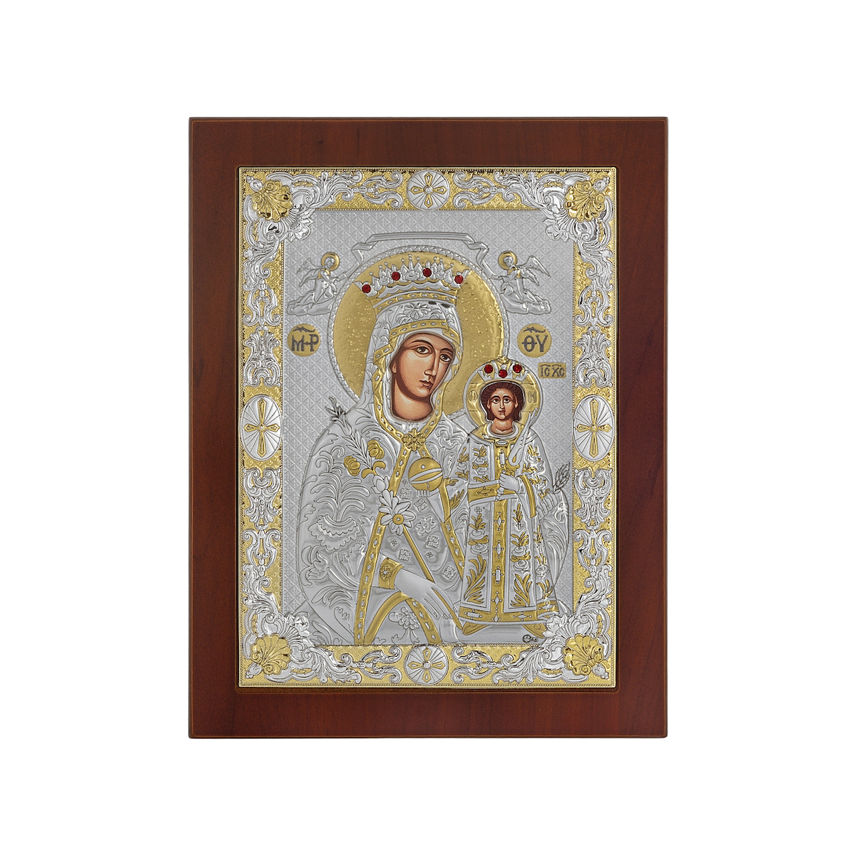 Prince Silvero Εικόνα Παναγία Ρόδο Αμάραντο Ασημένια 18x22εκ. MA ...