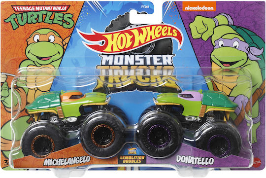 Hot Wheels Demolition Doubles Michelangelo vs Donatello Set Mașinuțe Monster Truck Michelangelo ...