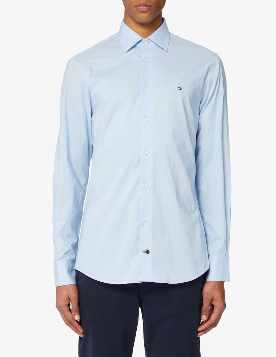 Tommy Hilfiger Ανδρικό Πουκάμισο με Κανονική Γραμμή Μακρυμάνικo Navy ...
