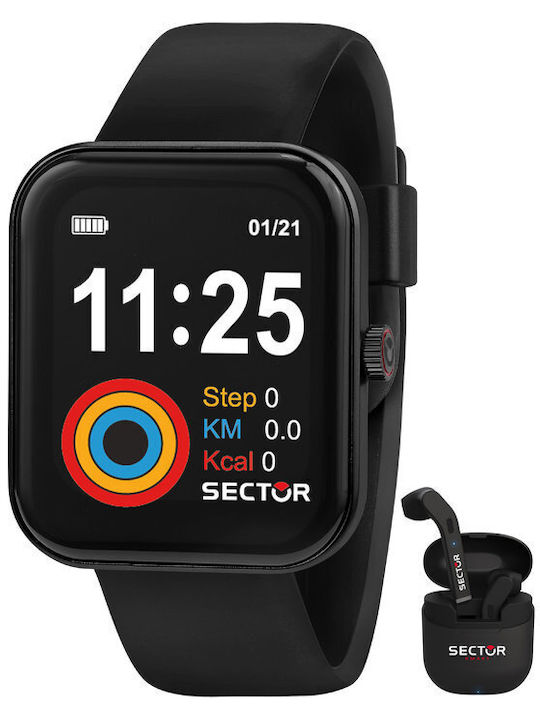 Sector S03 Gift Set Smartwatch με Παλμογράφο (Black Synthetic Strap ...