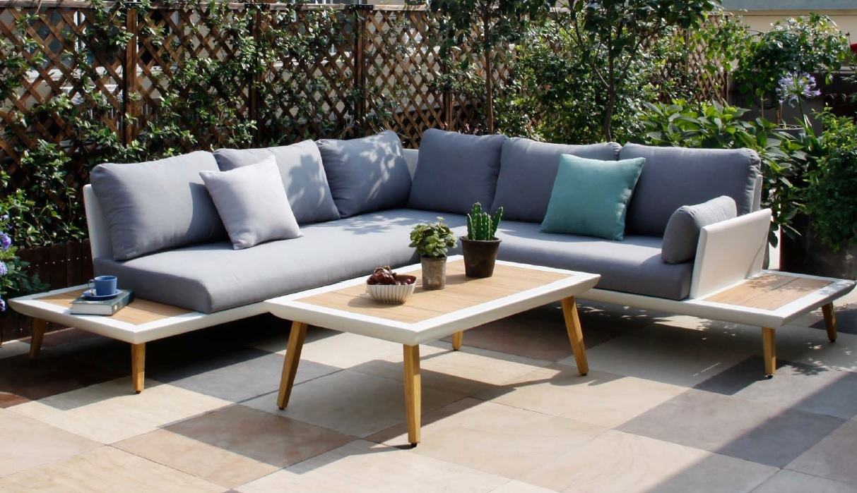 Σετ Σαλονιού Εξωτερικού Χώρου με Μαξιλάρια Sailon James Corner Λευκό ...