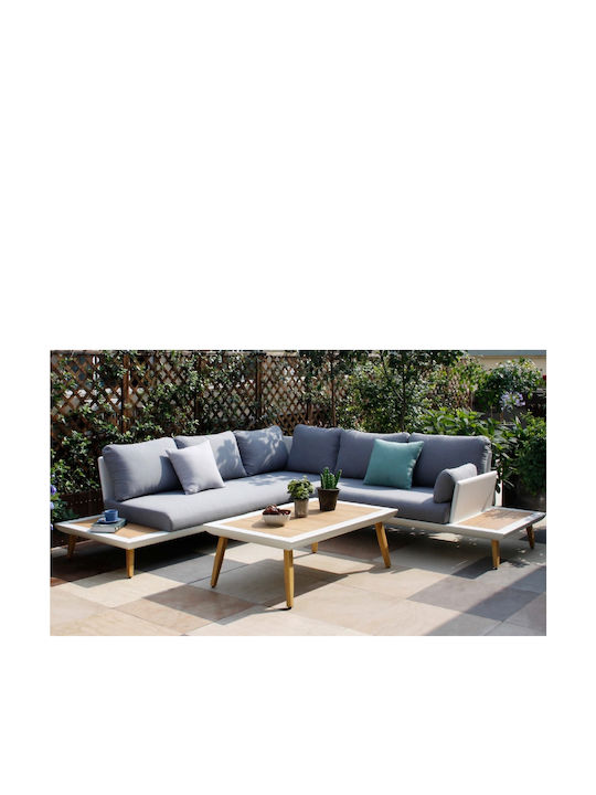 Σετ Σαλονιού Εξωτερικού Χώρου με Μαξιλάρια Sailon James Corner Λευκό ...