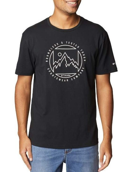 Columbia Rapid Ridge Ανδρικό T-shirt Μαύρο με Στάμπα 1888813-020 ...