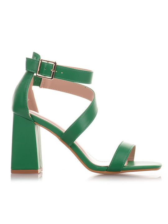 Famous Shoes S-1080 Γυναικεία Πέδιλα με Χοντρό Χαμηλό Τακούνι σε ...