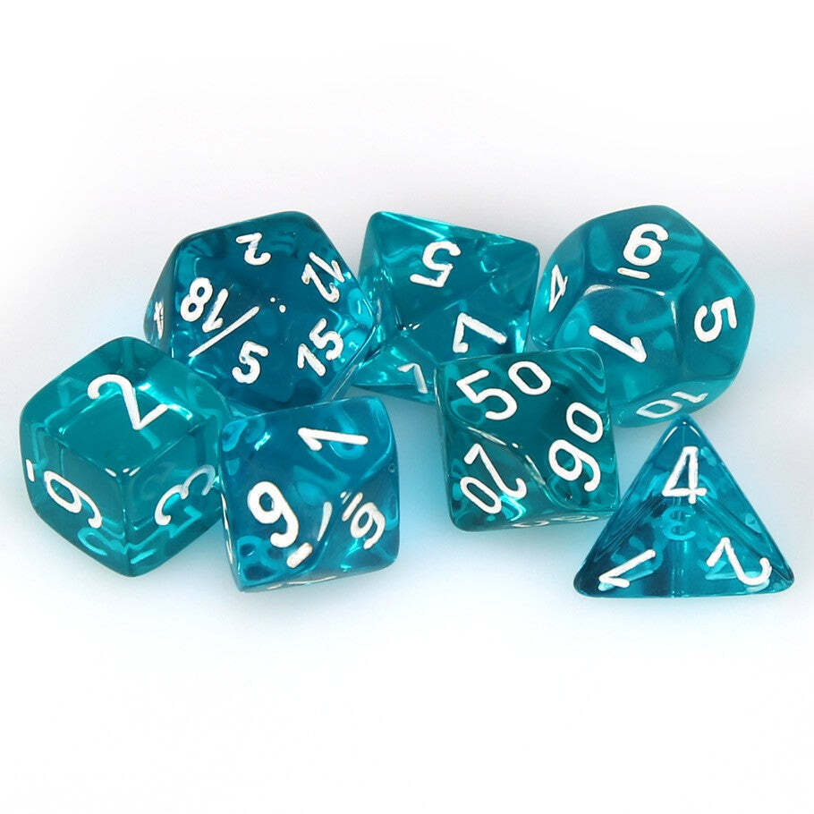 Chessex Dice Translucent Polyhedral 7-Die Set - Teal/White 7τμχ | Skroutz.gr