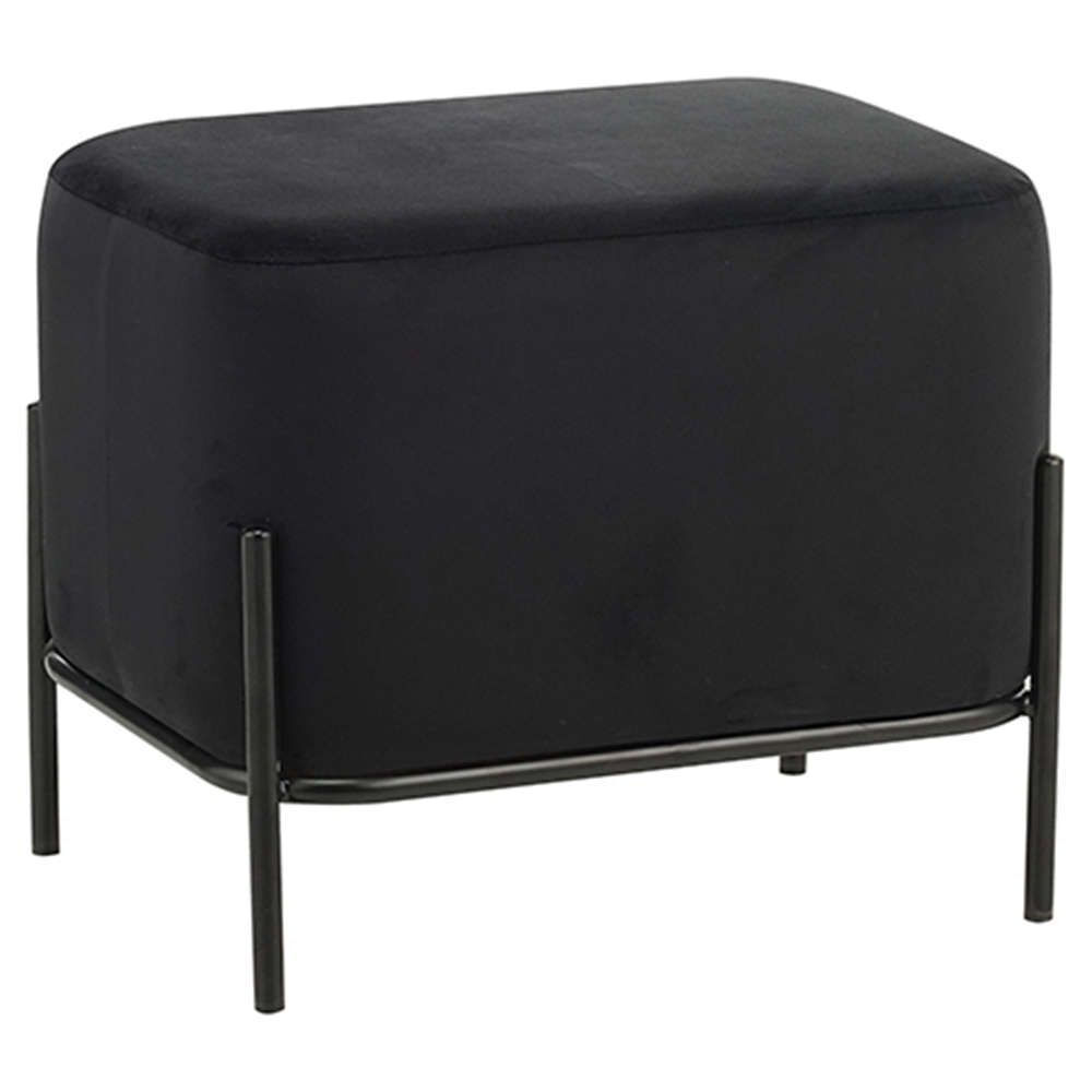 Σκαμπό Σαλονιού Επενδυμένο με Βελούδο Bella Μαύρο 48x37x39εκ. 40.0147 ...