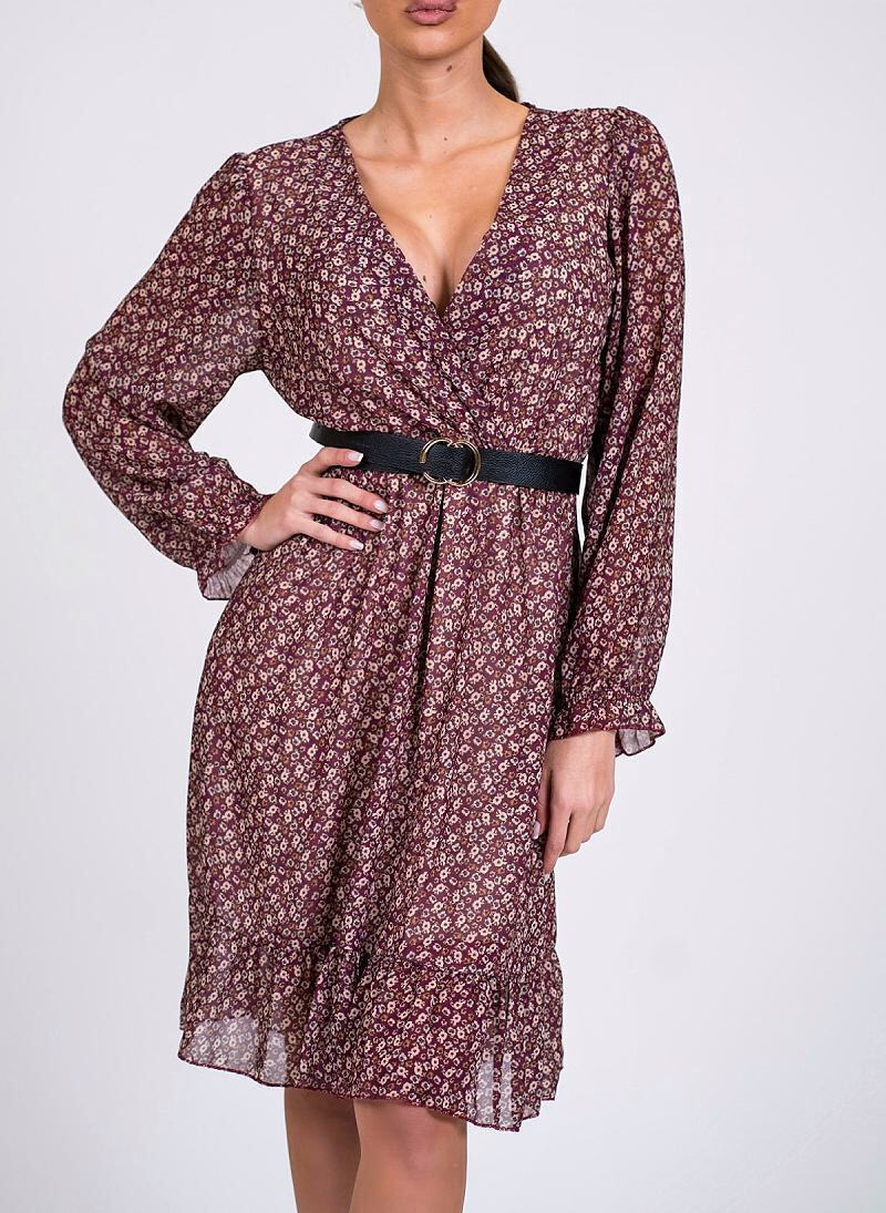 DOT Mini Φόρεμα με Βολάν Μπορντό 2648 | Skroutz.gr