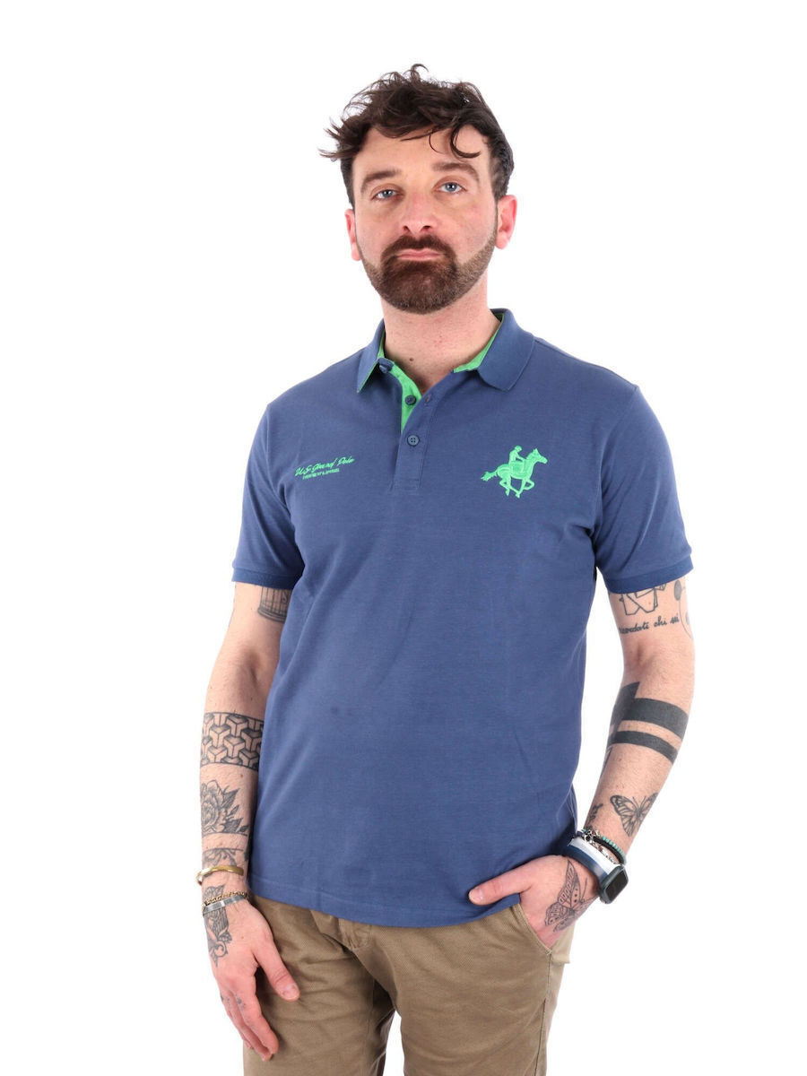 U.S.Grand Polo Club USP727 Ανδρικό T-shirt Κοντομάνικο Polo Μπλε ...
