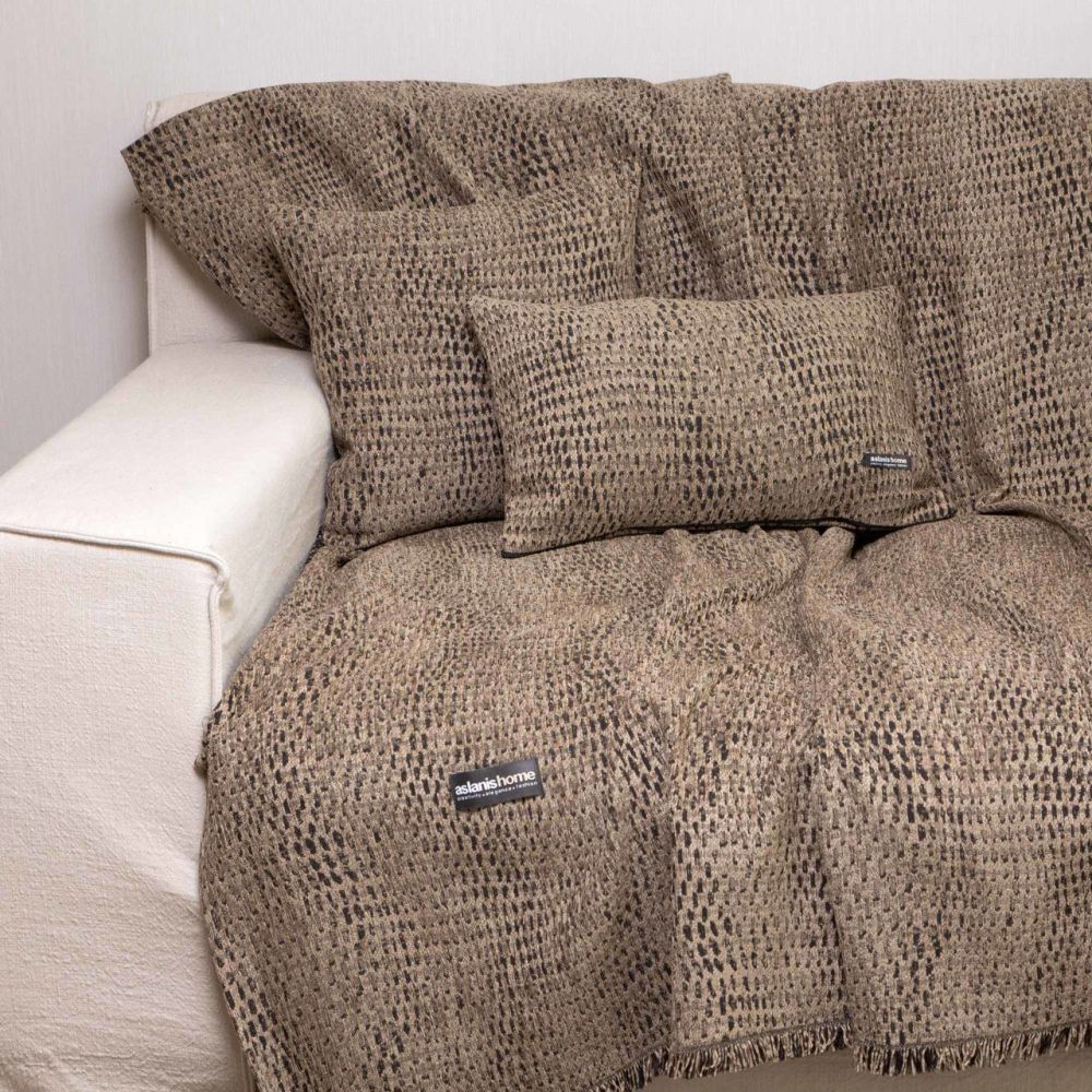 Aslanis Home Ριχτάρι Τριθέσιου Καναπέ Ismaros 180x300εκ. Μπεζ / Μαύρο ...