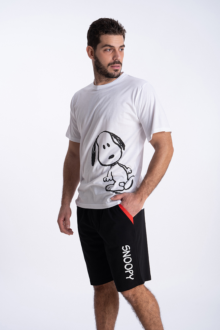 Rachel Snoopy Καλοκαιρινή Ανδρική Πιτζάμα Μαύρη | Skroutz.gr
