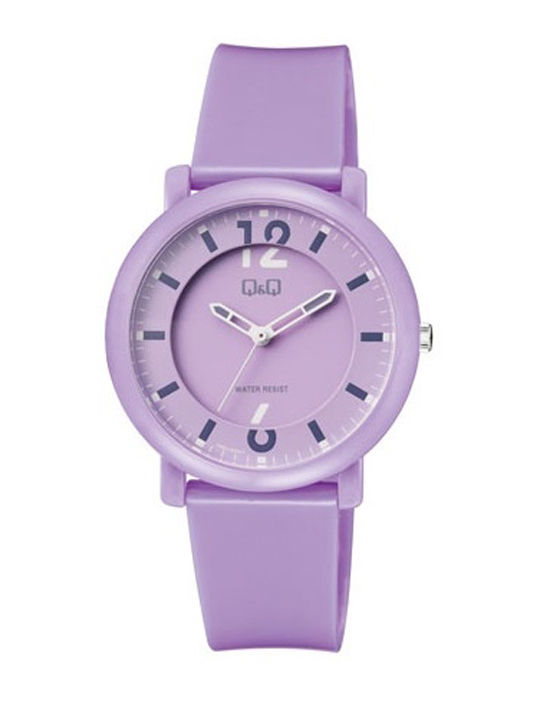 Q&Q Γυναικείο Ρολόι 37mm Μπαταρίας με Μωβ Καουτσούκ Λουράκι V36A-003VY | Skroutz Cyprus