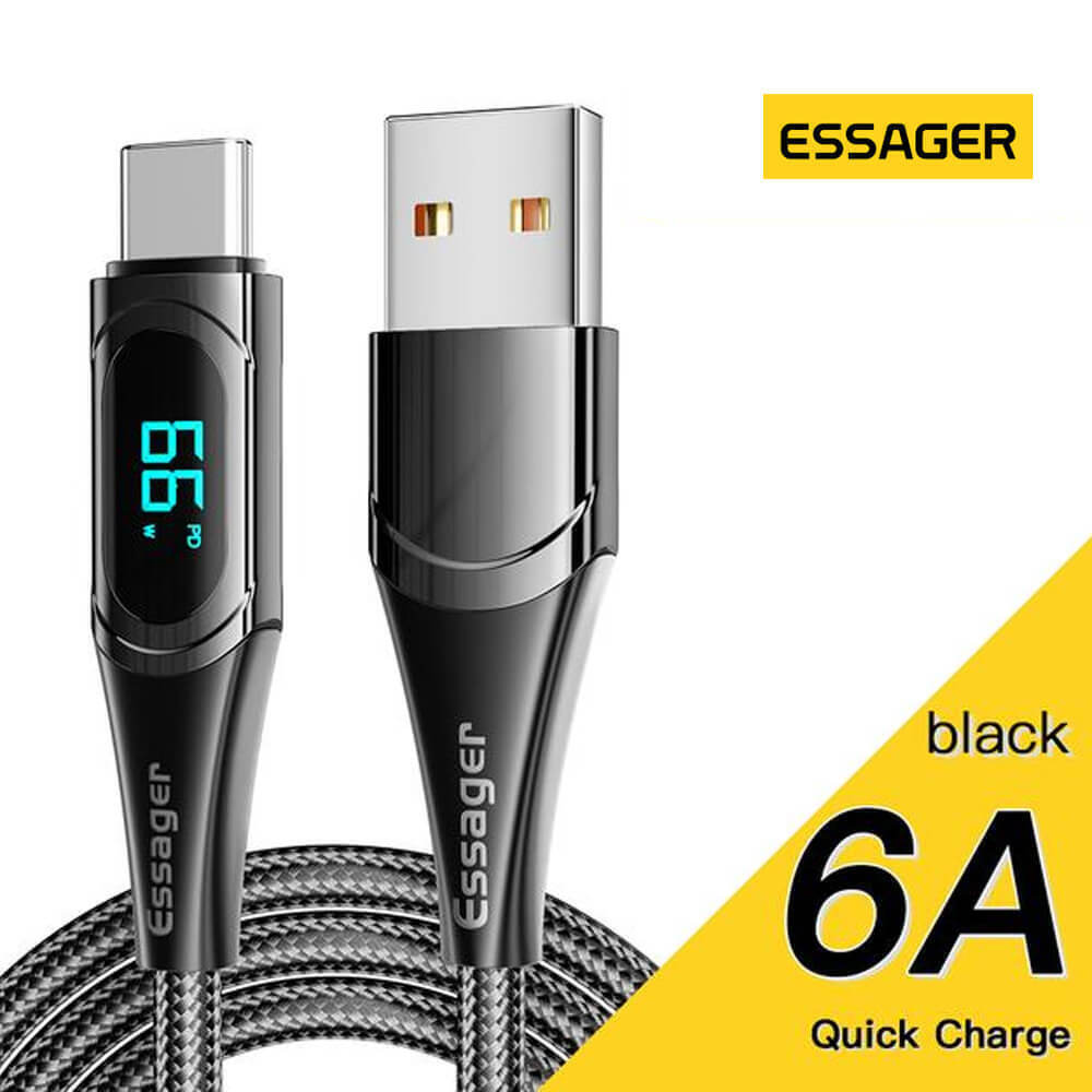 Essager LED USB 2.0 Cable USB-C male - Μαύρο 2m (ES-XCT-YDA01) | Skroutz.gr