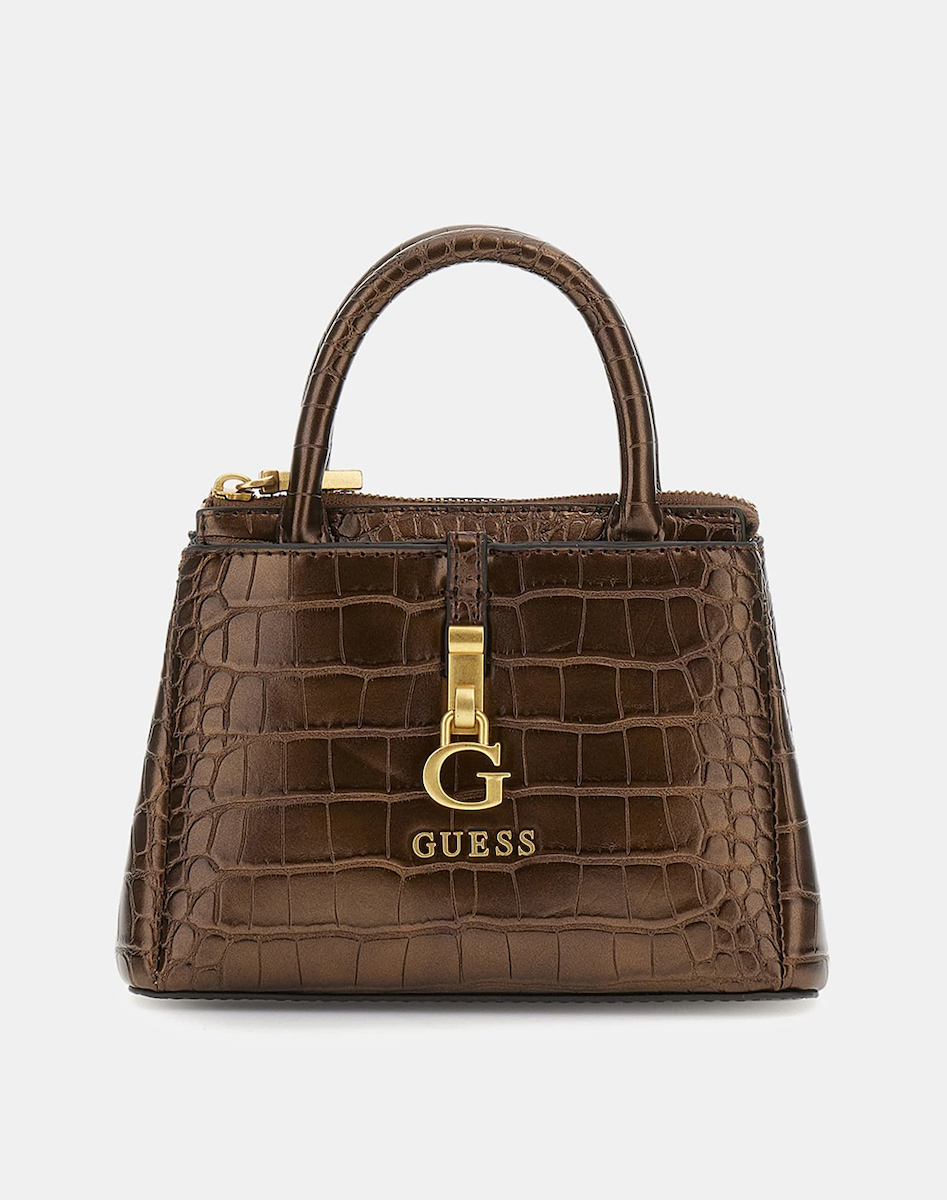 Guess G James Mini Satchel Γυναικεία Τσάντα Χειρός Καφέ HWCA9212760-BRZ ...