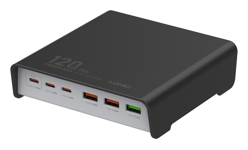 Ldnio Βάση Φόρτισης με 3 Θύρες USB-A και 3 Θύρες USB-C 120W Power ...