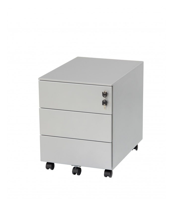 Συρταριέρα Γραφείου Μεταλλική με Ροδάκια, Κλειδαριά & 3 Συρτάρια Γκρι ...