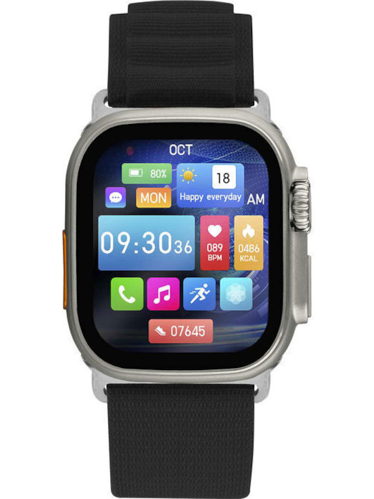 Lee Cooper Square Edge Plus Αδιάβροχο Smartwatch με Παλμογράφο (Μαύρο ...