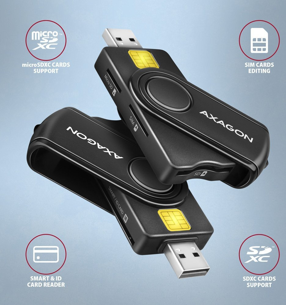 Axagon Cre-smp2a Usb Cititor Carduri Inteligent Card SD MicroSD SIM Pocketreader | Skroutz Romania
