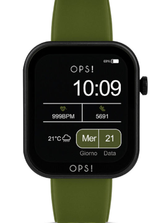 OPS! Objects Call Smartwatch με Παλμογράφο (Khaki Rubber Strap) | Skroutz.gr