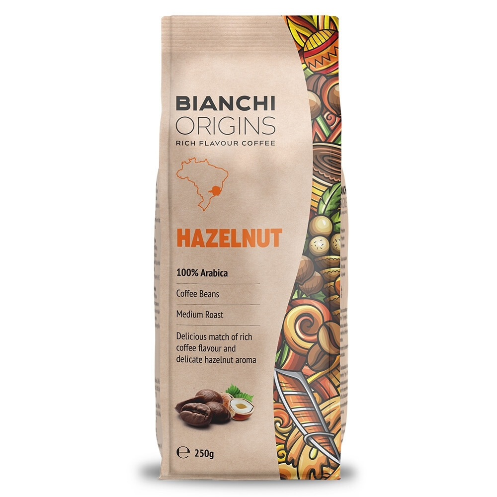 Bianchi Coffee Καφές Espresso Arabica Brazil Hazelnut σε Κόκκους 250gr ...