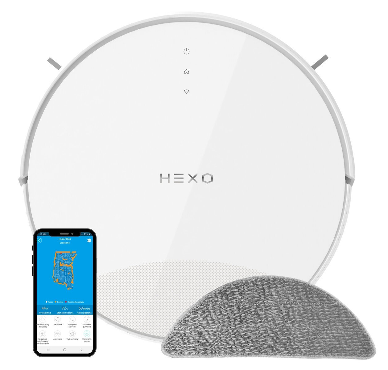 Hexo Hexo Duo Σκούπα Ρομπότ για Σκούπισμα & Σφουγγάρισμα με Wi-Fi Λευκή | Skroutz.gr