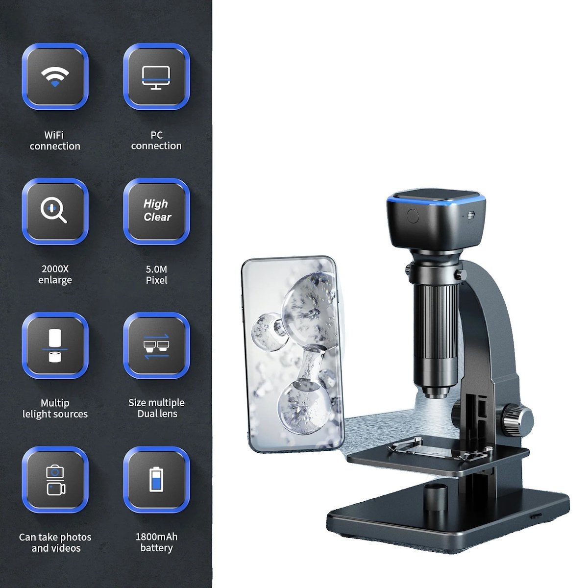 Digital Microscope 2000x Magnification Dual Lenses | Skroutz.gr