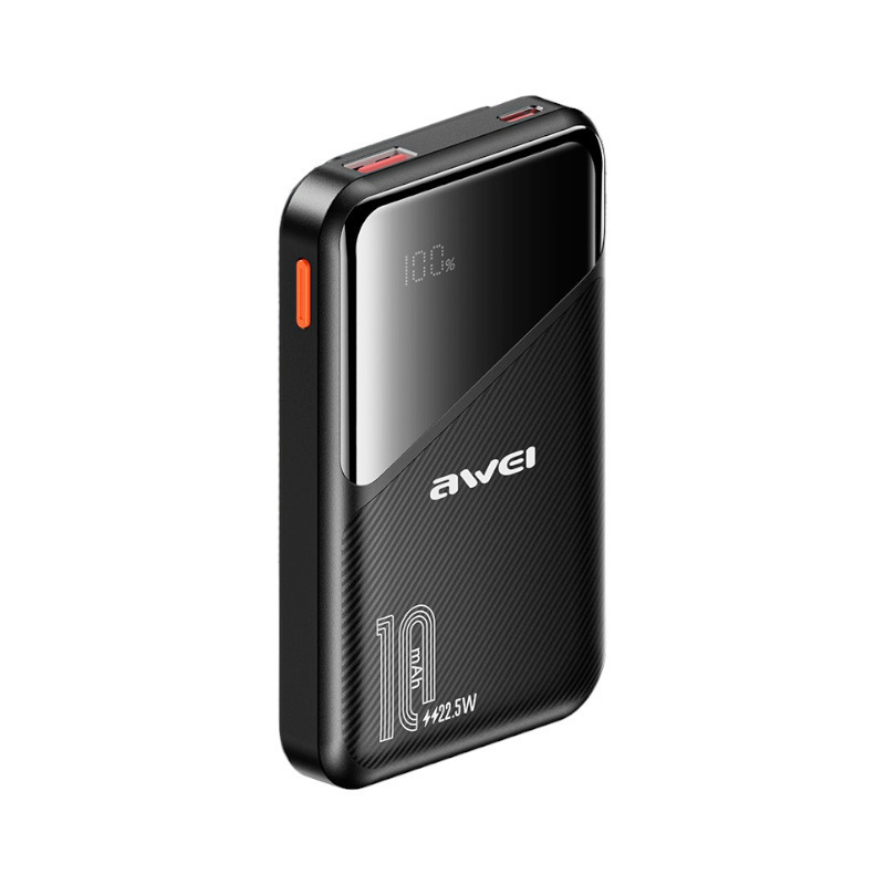 Awei P64K Power Bank 10000mAh 22.5W με Θύρα USB-A και Θύρα USB-C Μαύρο ...