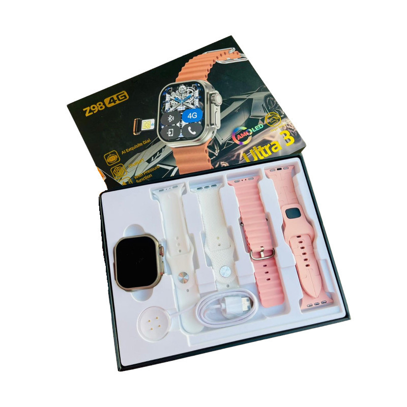 Z98 Smartwatch με SIM και Παλμογράφο (Ροζ - Σετ με 4 λουράκια) | Skroutz.gr