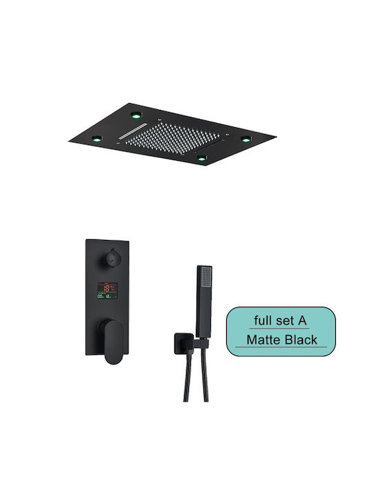 Embedded Ceiling Shower Set Rainfall Shower Head Led Light Feature Wall ...