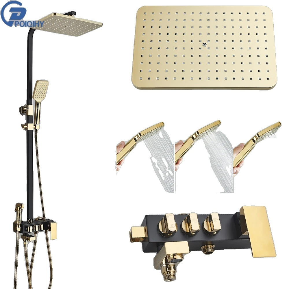 Black Golden Shower Set Adjustable Height 700mm-1200mm Durable Plastic ...