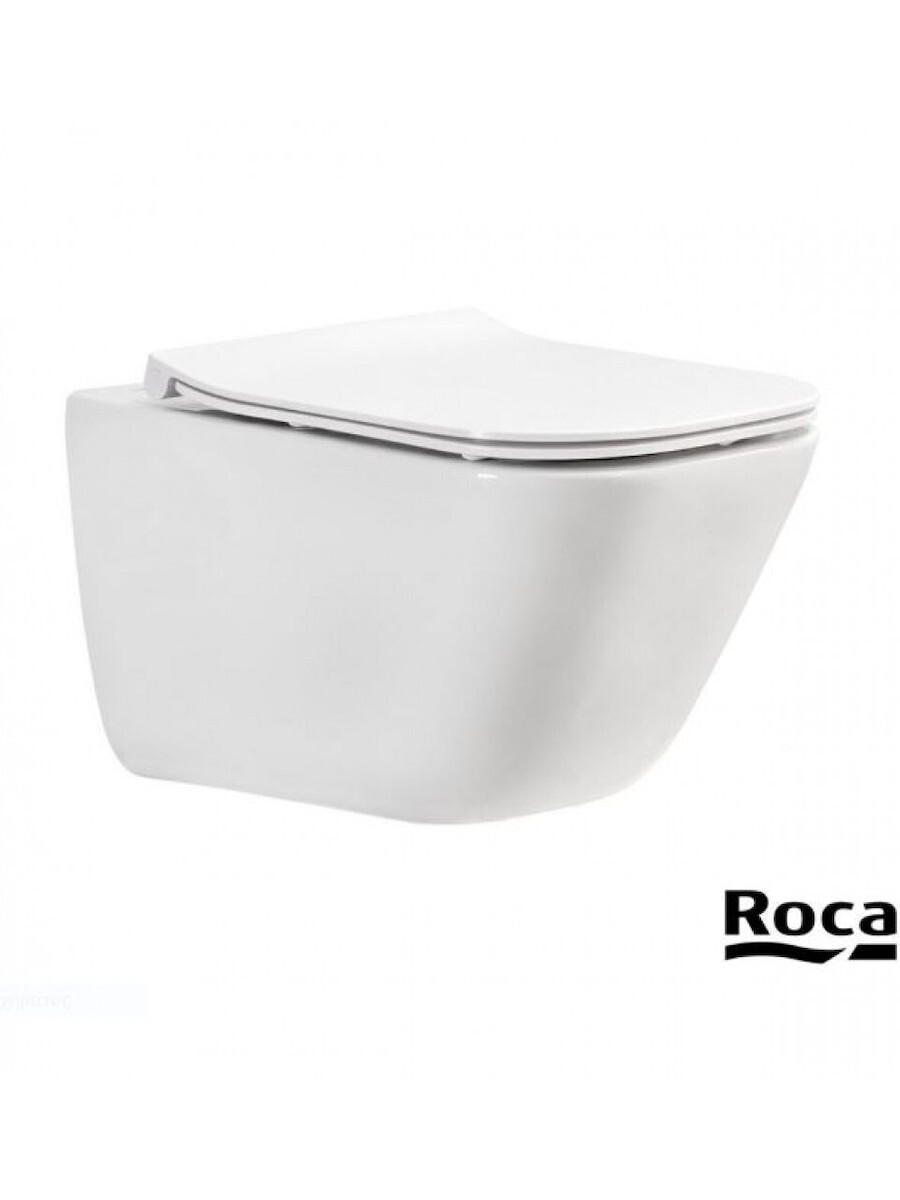 Roca A34647L000 Λεκάνη Κρεμαστή Rimless με Slim Κάλυμμα Soft Close Λευκή | Skroutz.gr