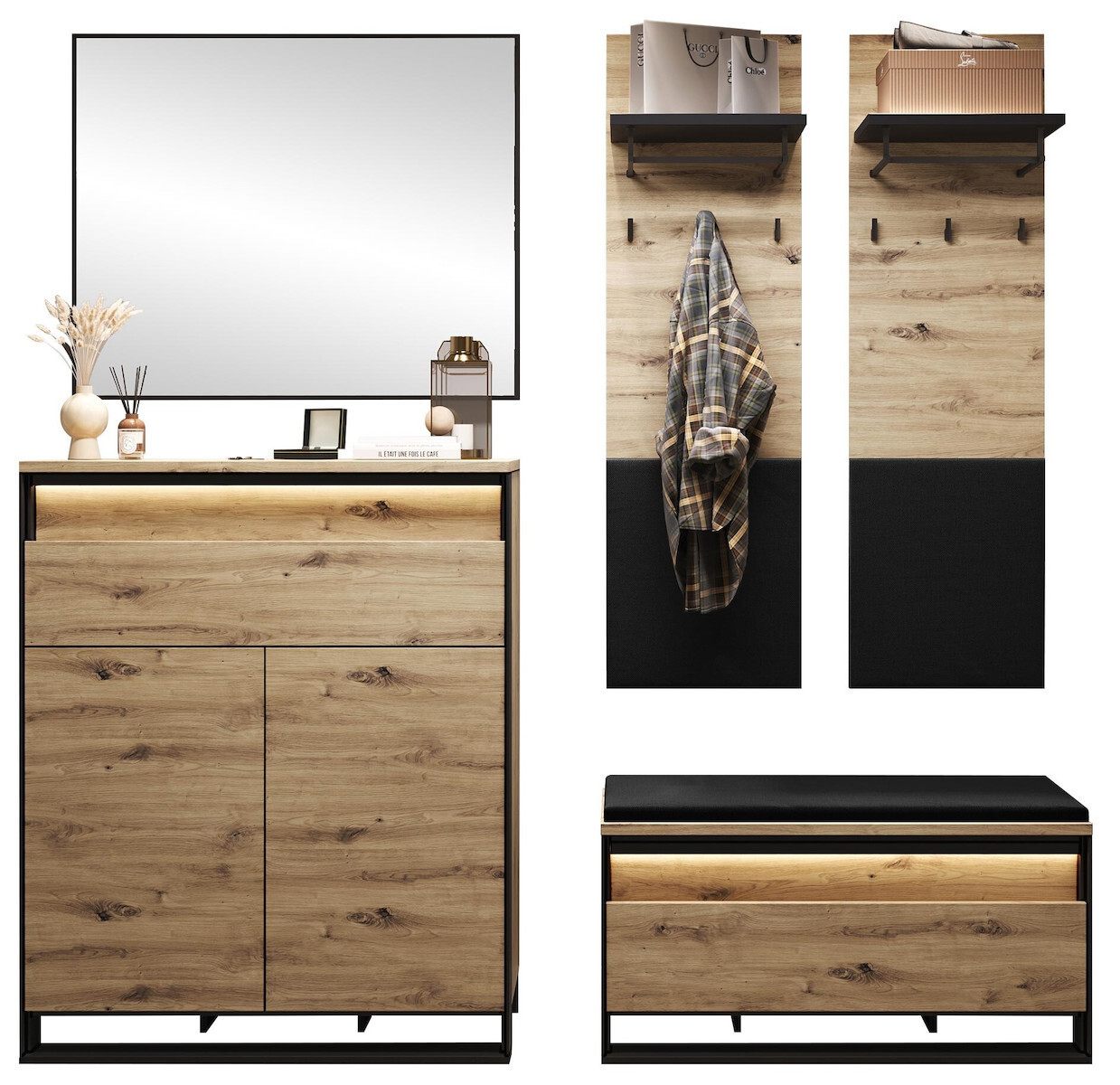 Quant Ix Έπιπλο Εισόδου με Καθρέπτη / Κρεμάστρα / Παπουτσοθήκη ...