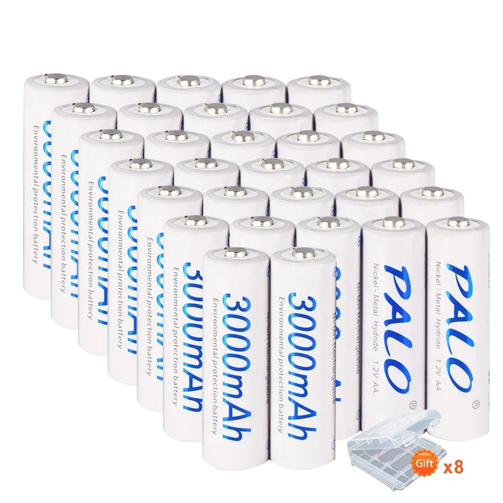 Palo Aa Rechargeable Batteries High Capacity 3000mah Versatile Multiple Devices 32 Pcs 1.2v ...