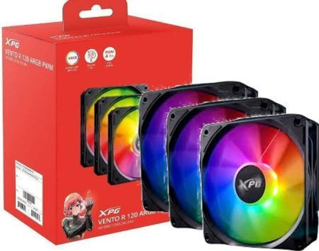 Adata XPG Vento R ARGB Case Fan 120mm με Σύνδεση 4-Pin PWM 3τμχ ...