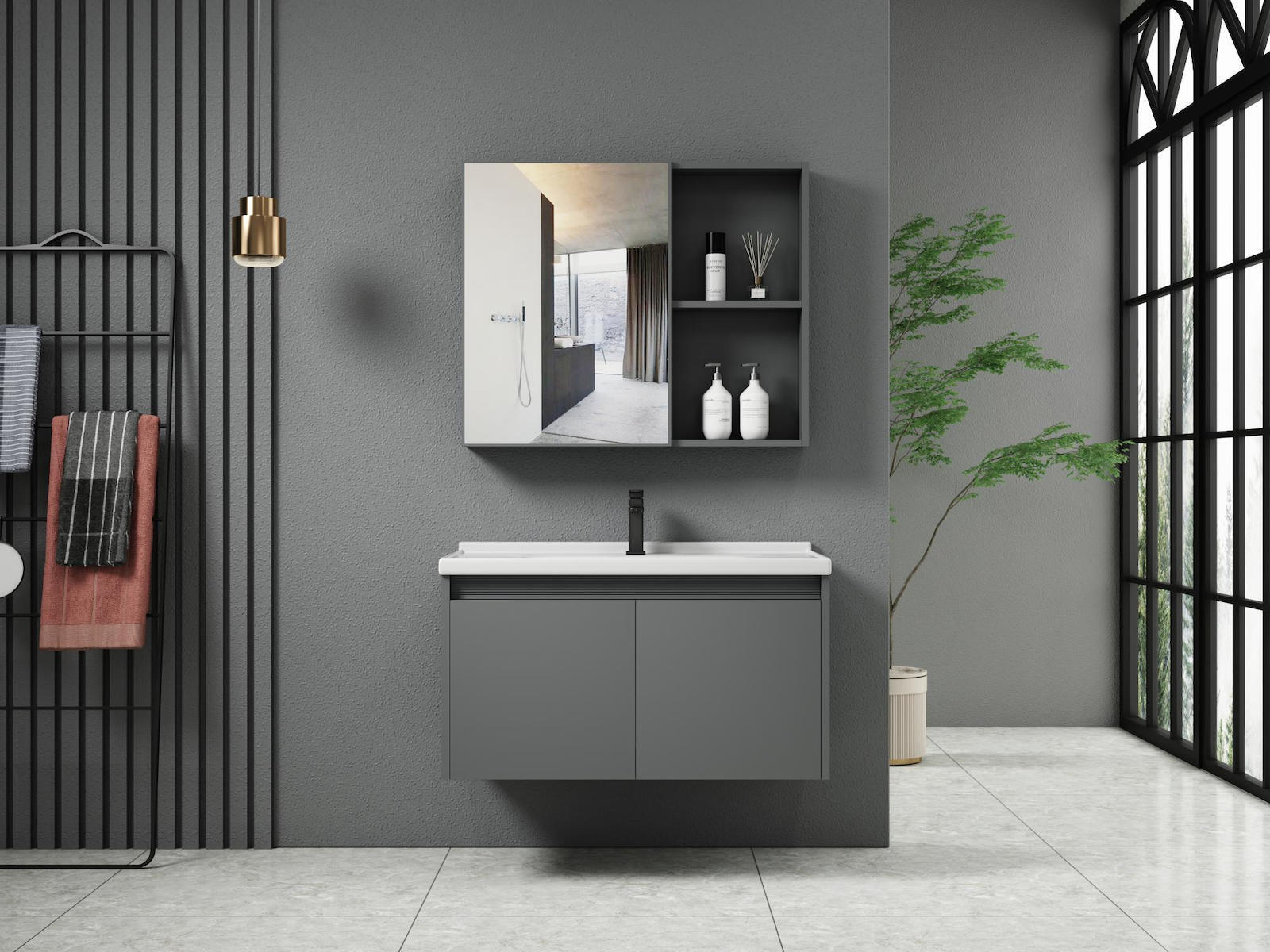 Polihome 162827329 Πάγκος με Νιπτήρα & Καθρέπτη Gkri | Skroutz.gr